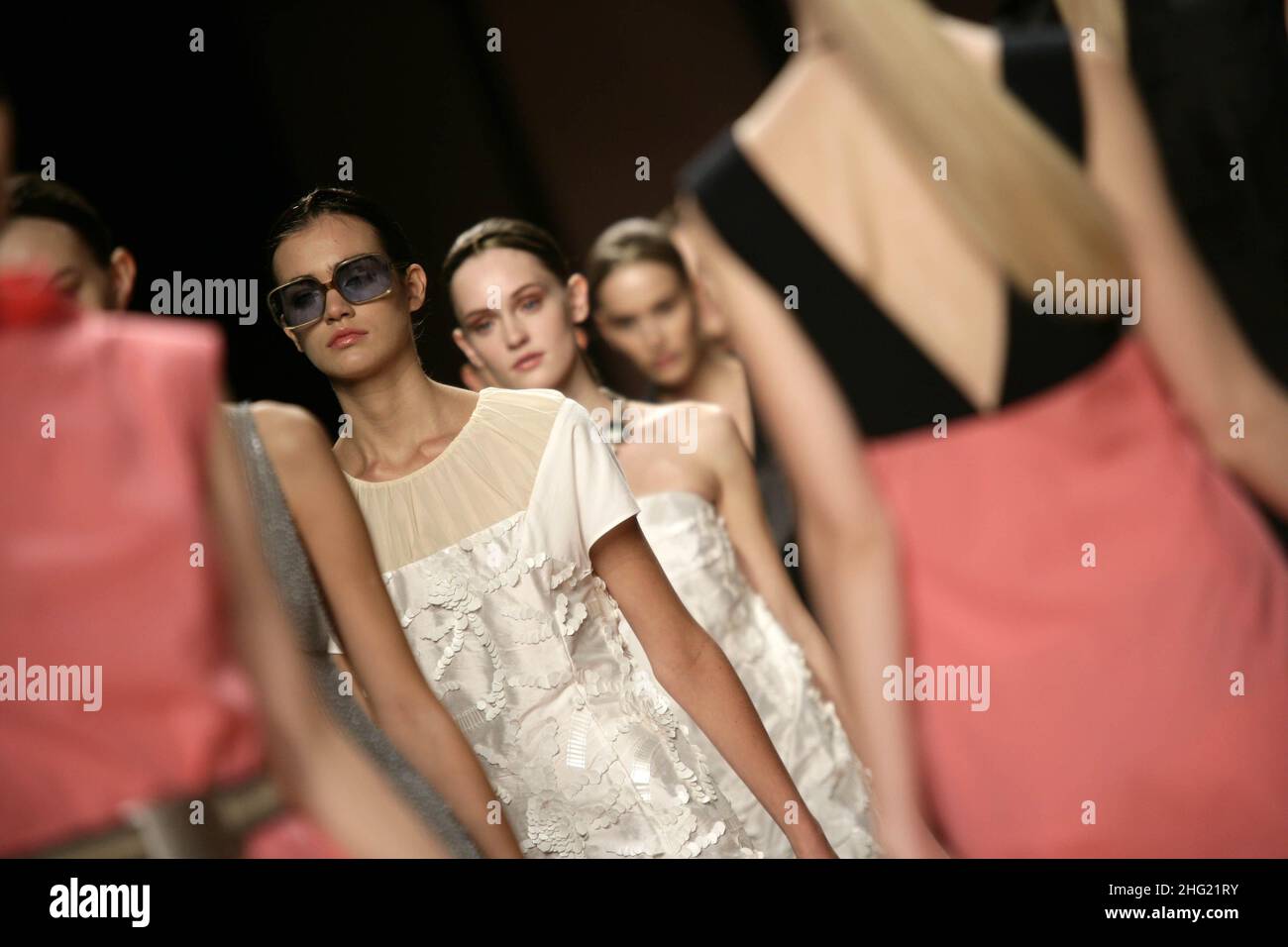 A model on the catwalk wears a design by Luciano Soprani for the Spring ...