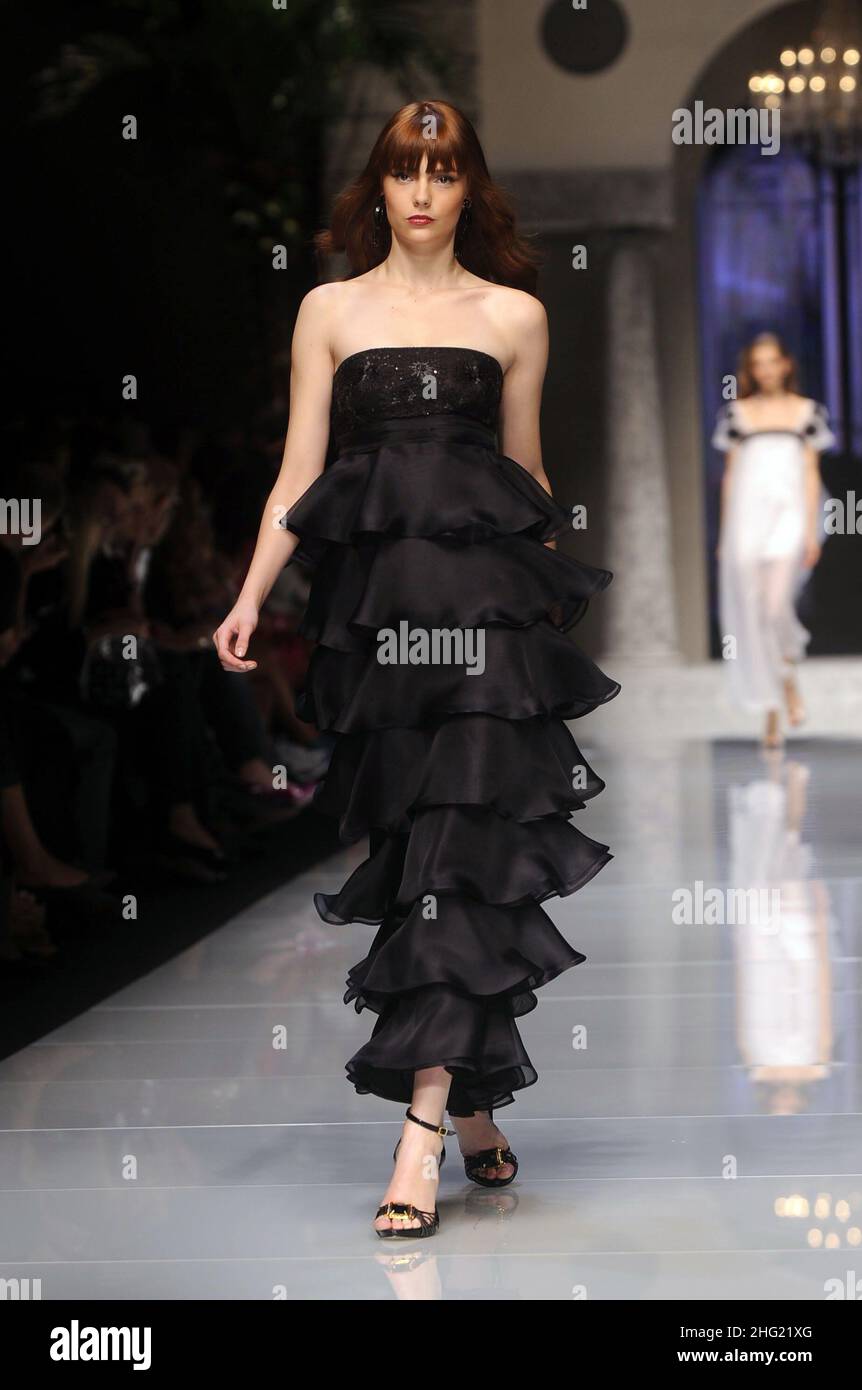 A model on the catwalk wears a design by Rocco Barocco for the Spring ...