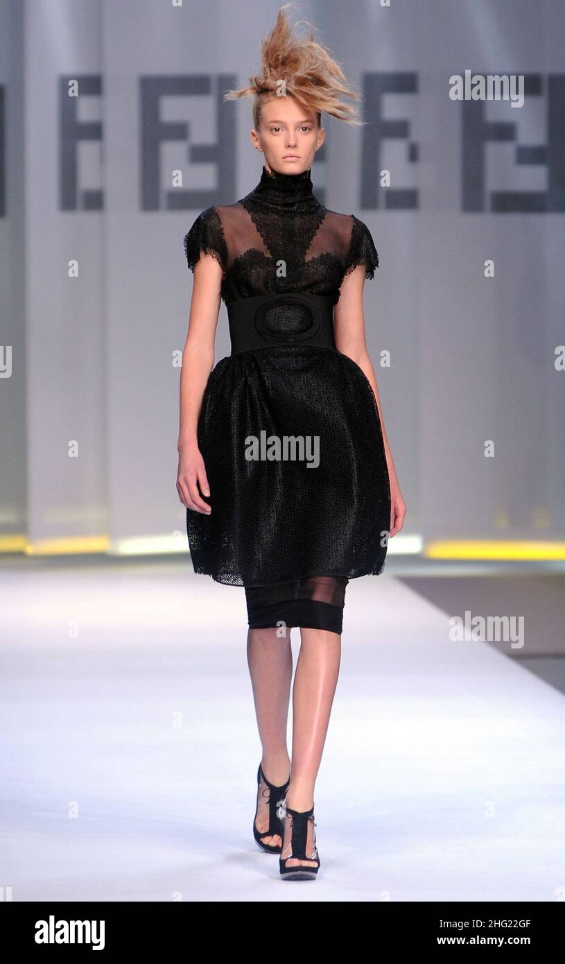 A model on the runway during the Fendi fashion show as part of Milan ...