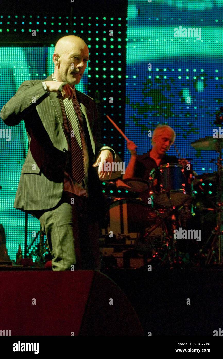 Michael stipe of rem performing on stage hi-res stock photography and ...