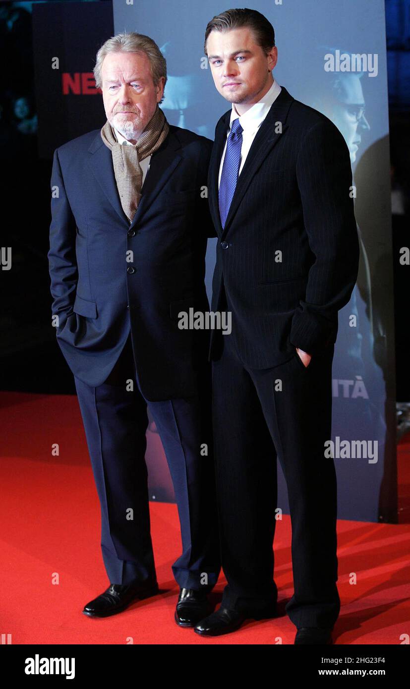 Leonardo Di Caprio and Ridley Scott attending the premiere of 'Body of ...