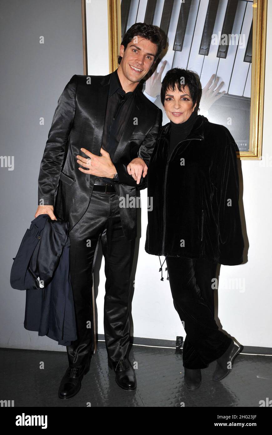 Liza Minelli and Roberto Bolle pose prior to her concert in Milan ...