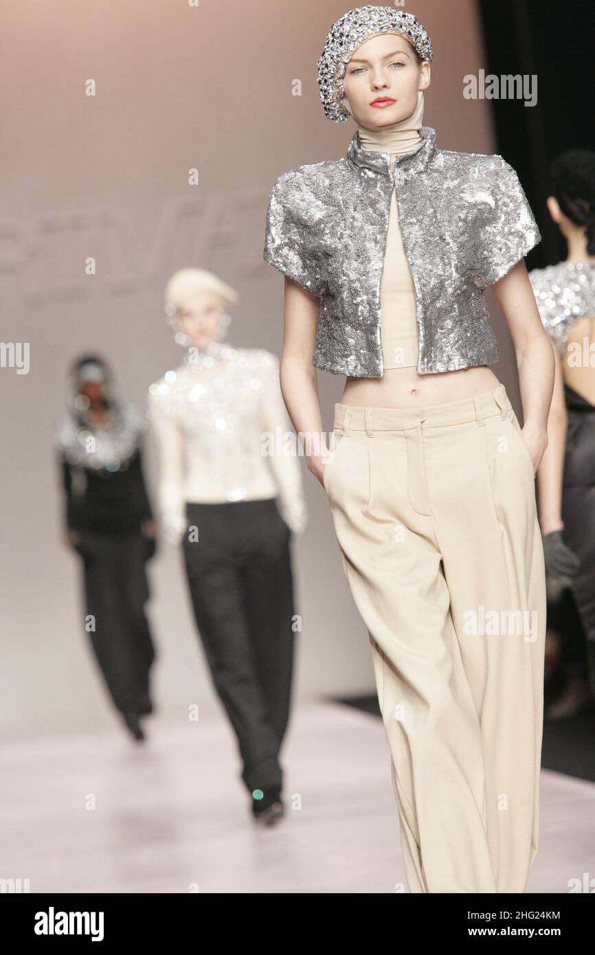 A model on the cat walk wears a design by Sportmax during Milan Fashion ...