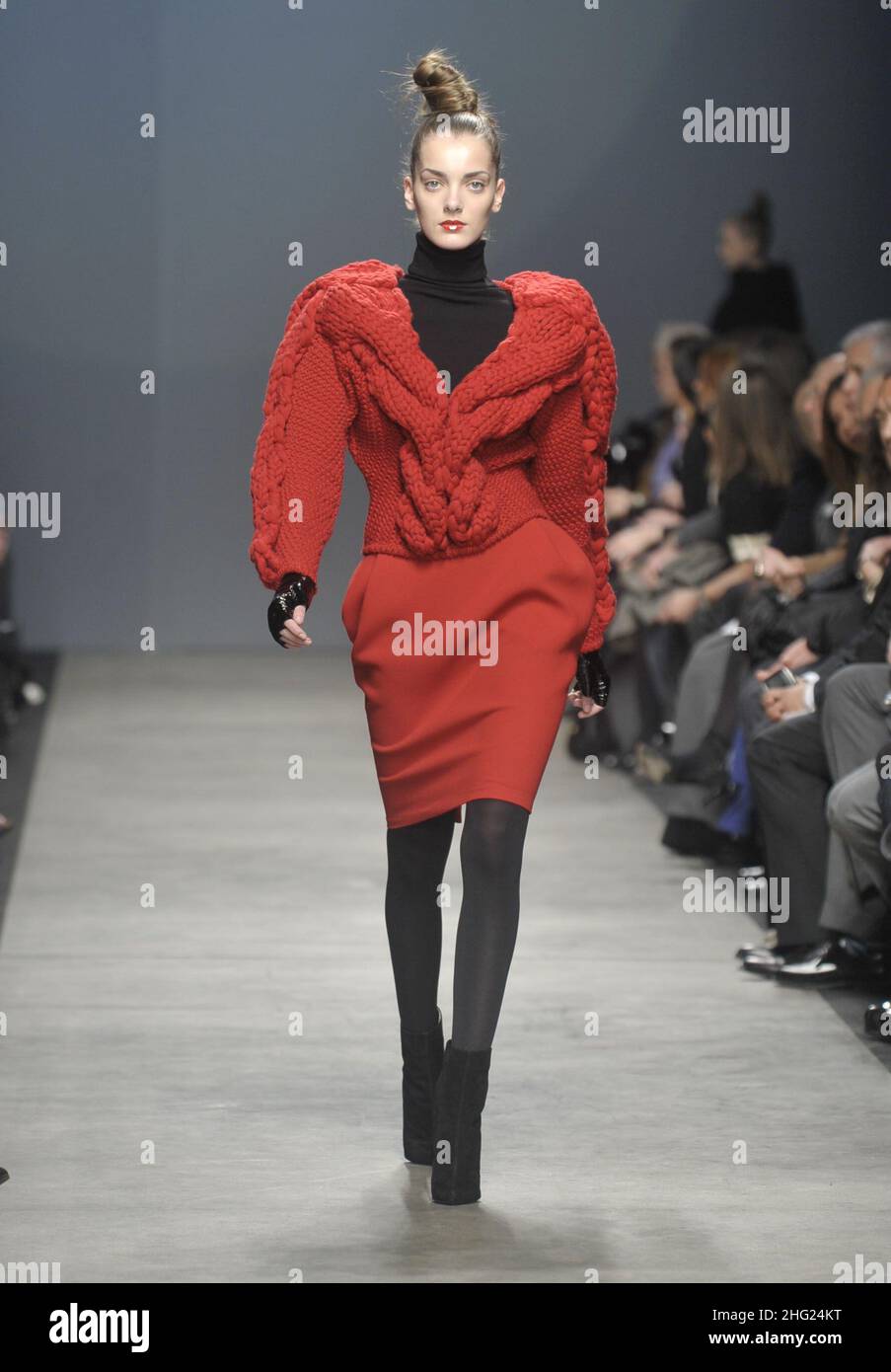 A model on the cat walk wears a design by Iceberg during Milan Fashion ...