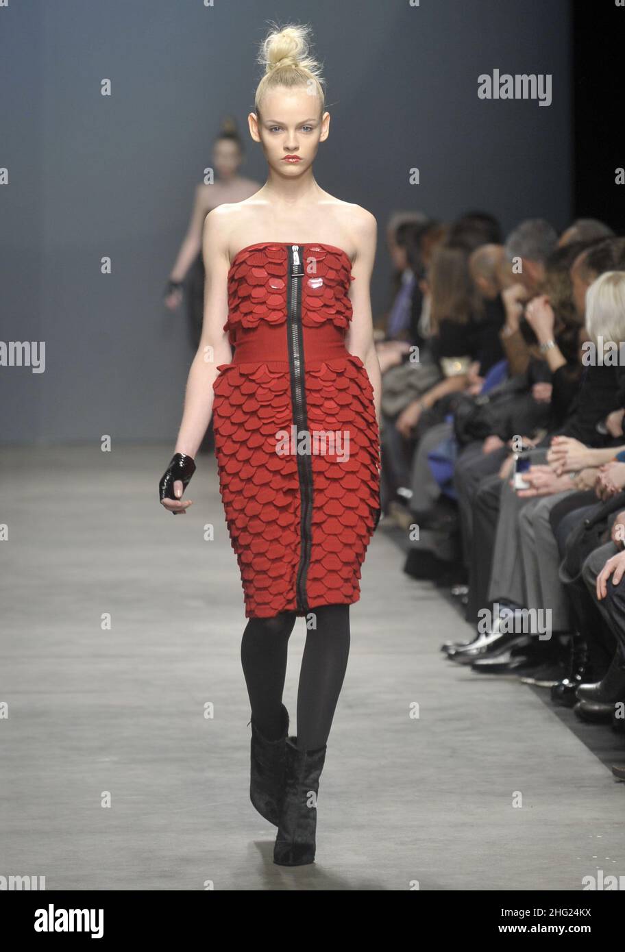 A model on the cat walk wears a design by Iceberg during Milan Fashion ...