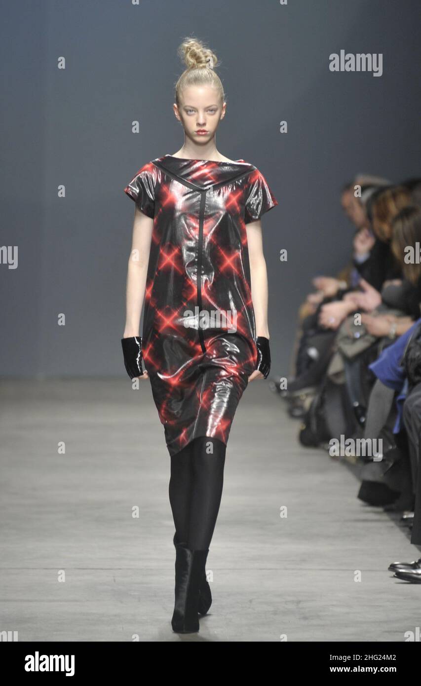 A model on the cat walk wears a design by Iceberg during Milan Fashion ...