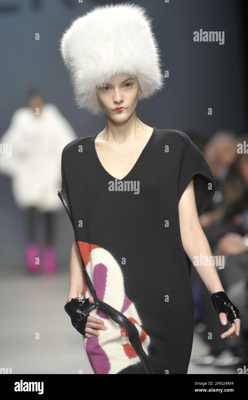 A model on the cat walk wears a design by Iceberg during Milan Fashion ...
