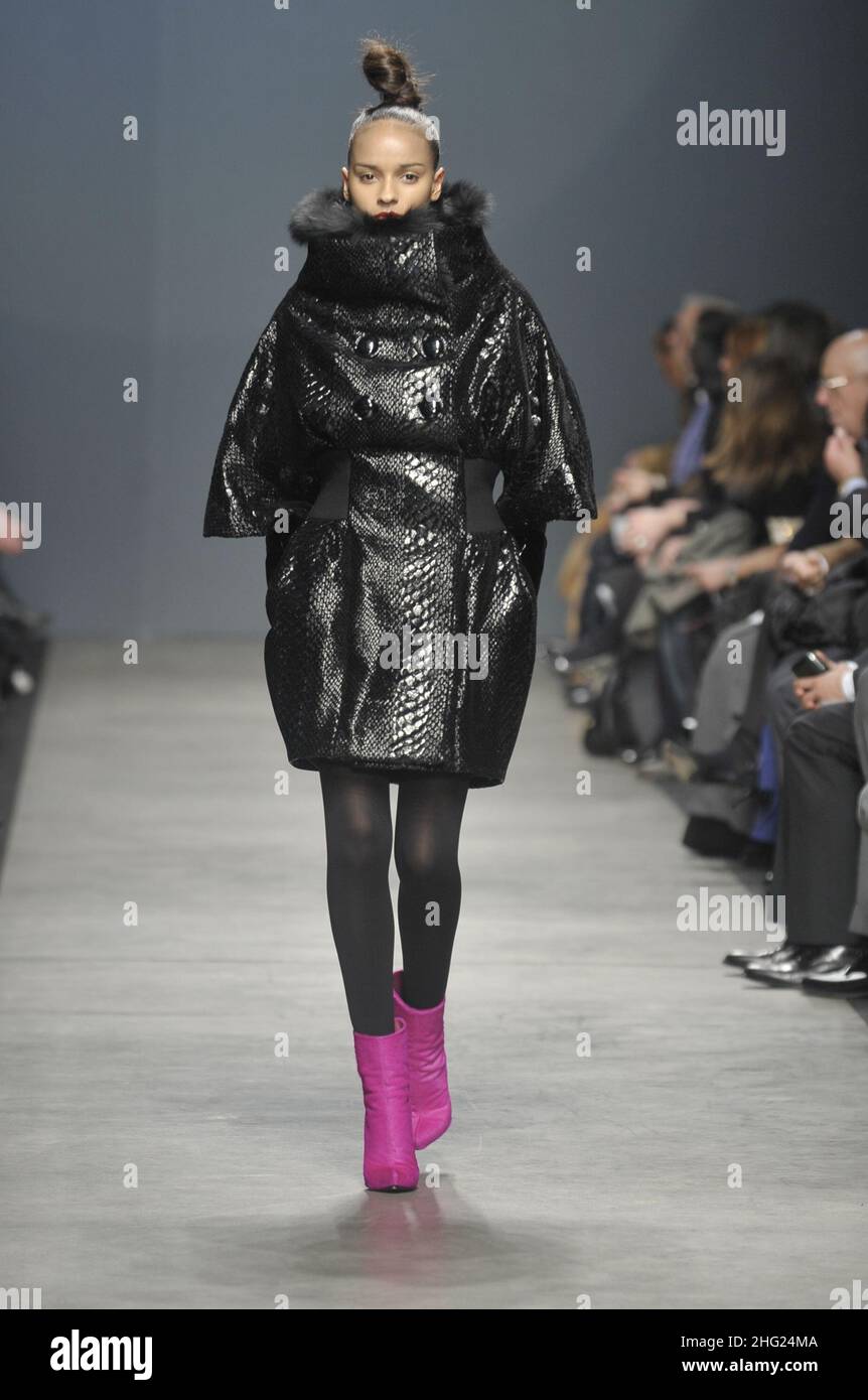 A model on the cat walk wears a design by Iceberg during Milan Fashion ...