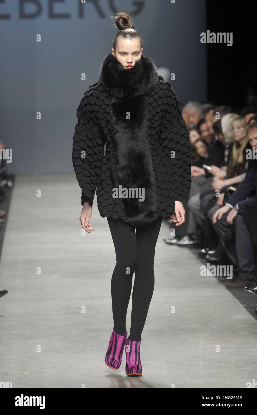 A model on the cat walk wears a design by Iceberg during Milan Fashion ...