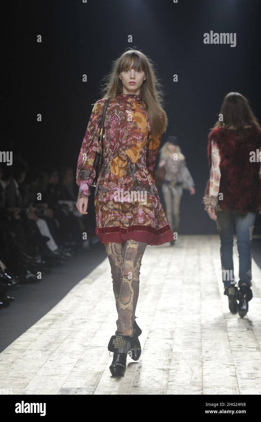 A model on the cat walk wears a design by Angelo Marani during Milan ...