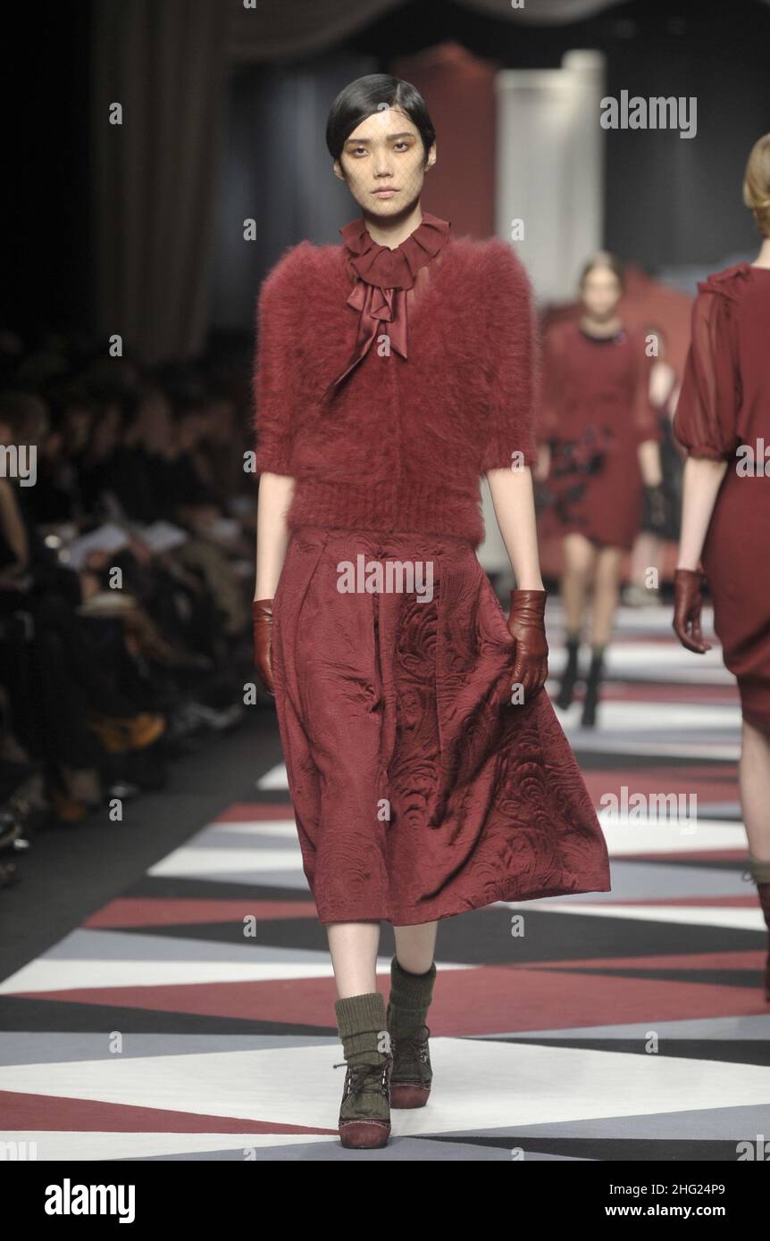 A model on the cat walk wears a design by Antonio Marras during Milan ...