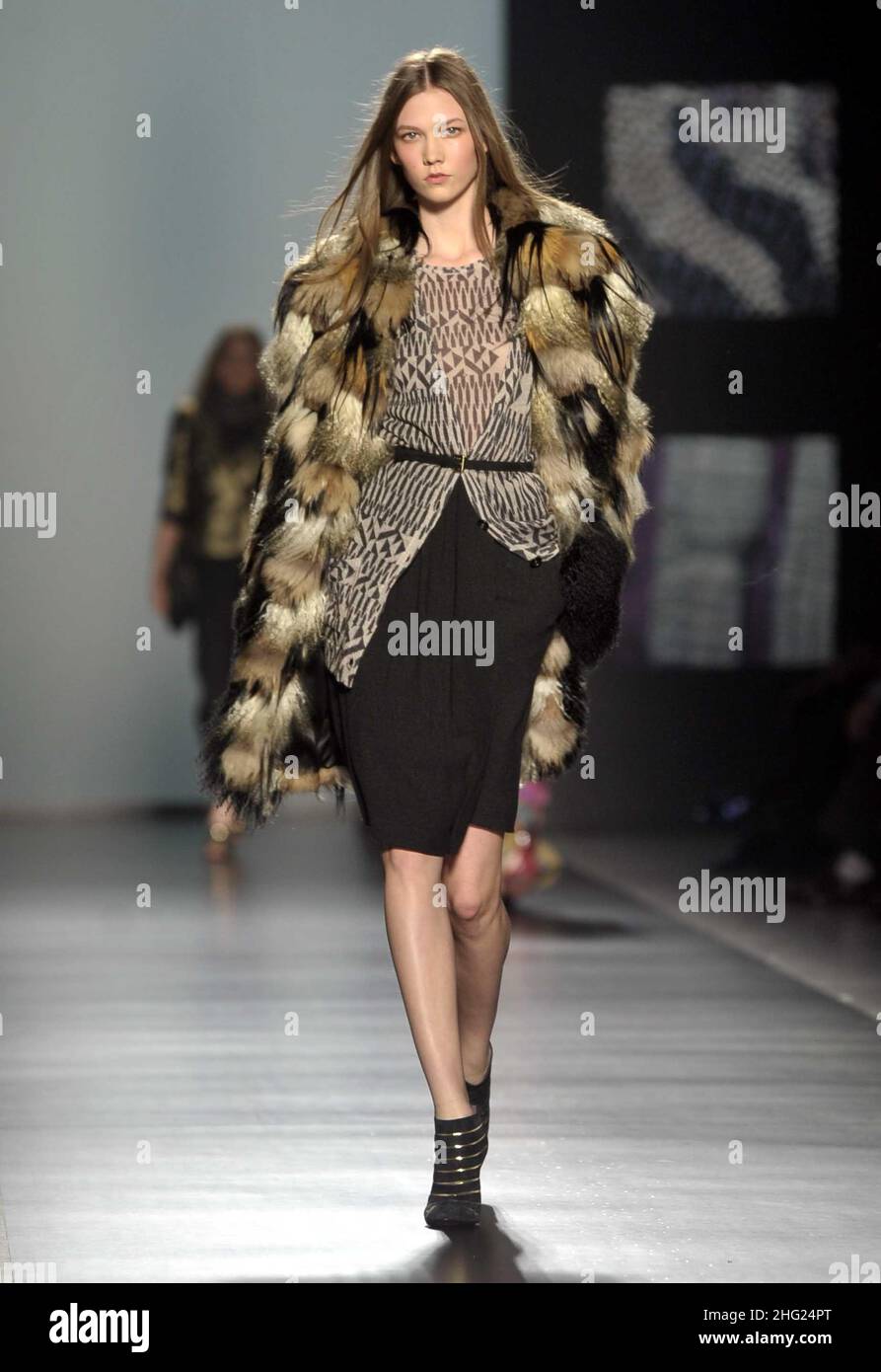 A model on the cat walk wears a design by Etro during Milan Fashion ...