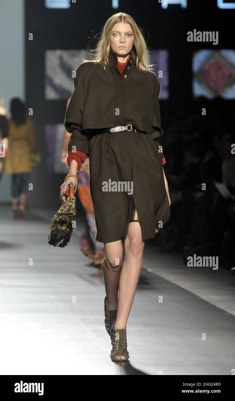 A model on the cat walk wears a design by Etro during Milan Fashion ...