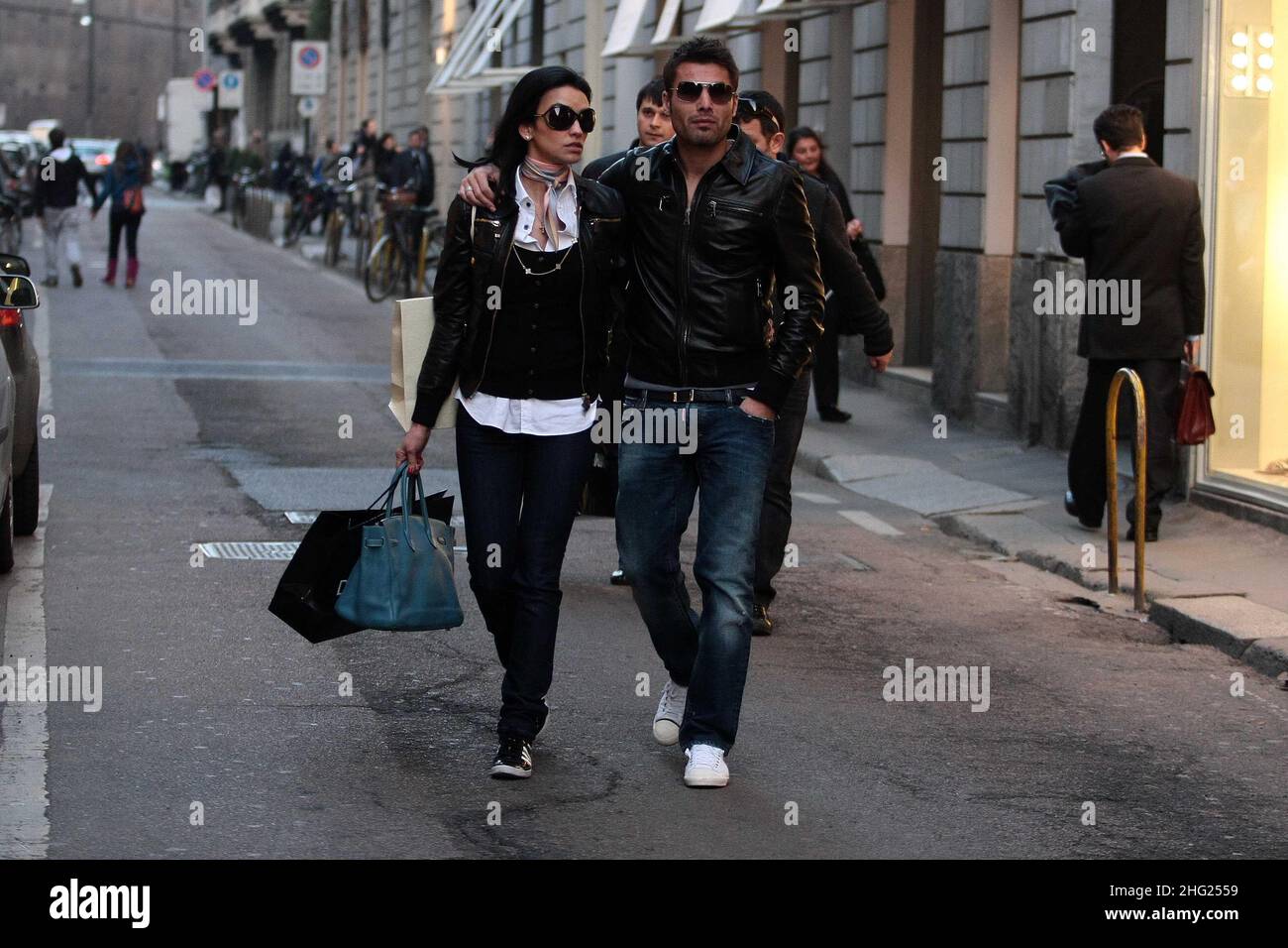 Footballer Adrian Mutu and his wife Consuelo spotted shopping in Milan ...