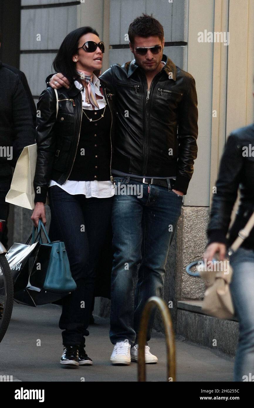 Footballer Adrian Mutu and his wife Consuelo spotted shopping in Milan ...