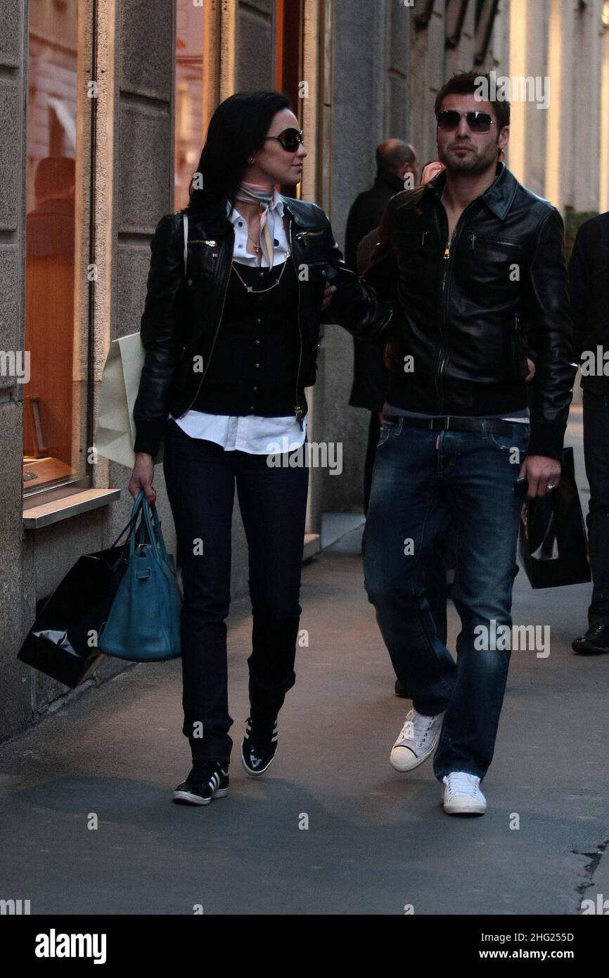 Footballer Adrian Mutu and his wife Consuelo spotted shopping in Milan ...