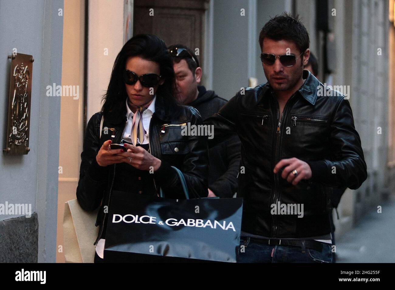 Footballer Adrian Mutu and his wife Consuelo spotted shopping in Milan ...