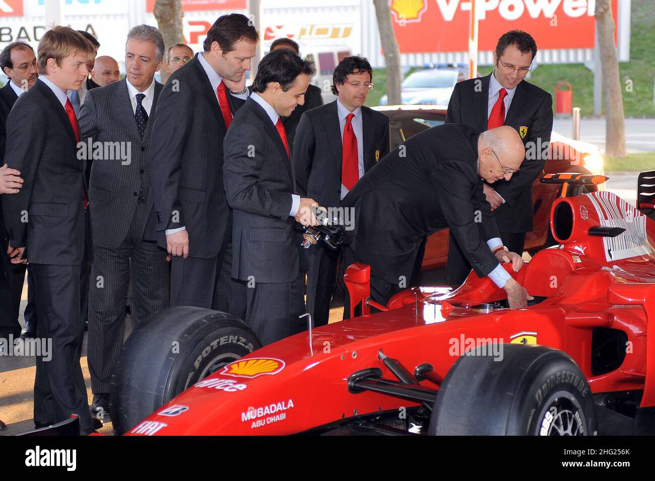 Ferrari staff including Kimi Raikkonen and Felipe Massa greet Italian ...
