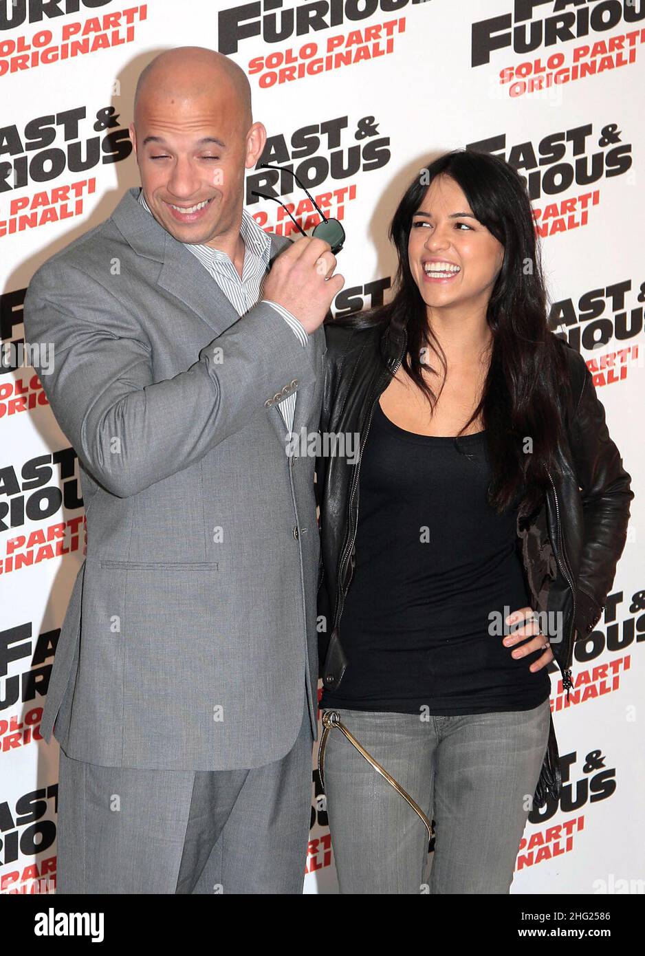 Vin Diesel and Michelle Rodriguez during the Fast and Furious photocall ...