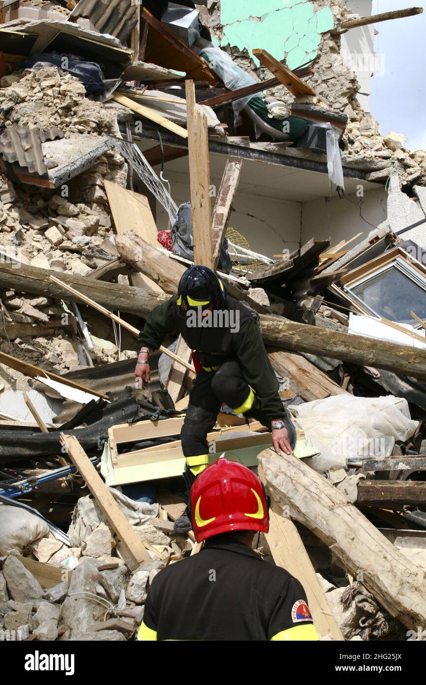 General views of the devestation that struck the medieval town of Onna ...