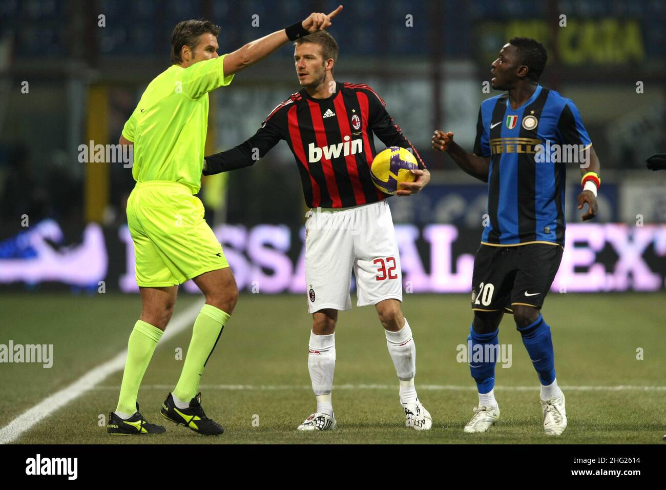 David Beckham pictured at "Giuseppe Meazza" Stadium during the Inter v ...