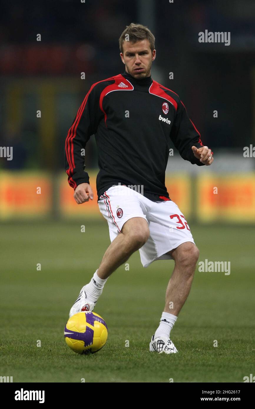 David Beckham pictured at "Giuseppe Meazza" Stadium during the Inter v ...