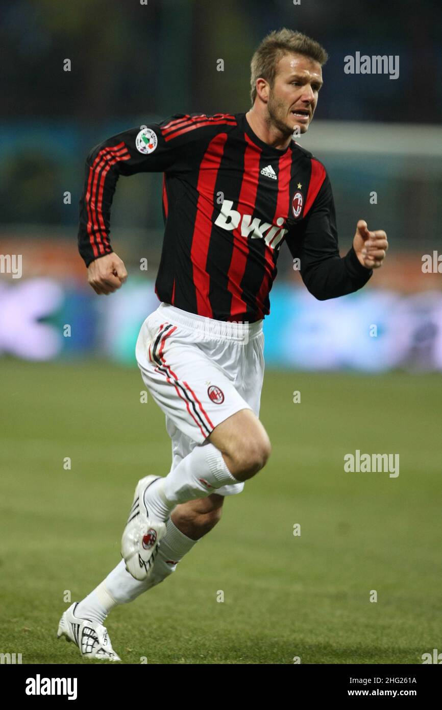 David Beckham pictured at "Giuseppe Meazza" Stadium during the Inter v ...