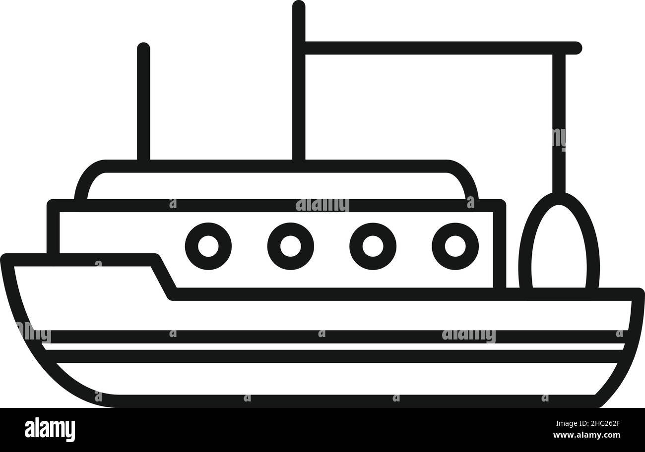 Trawler boat icon outline vector. Sea vessel. Fish ship Stock Vector ...