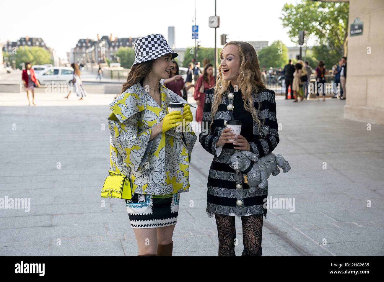 EMILY IN PARIS, from left: Lily Collins, Daria Panchenko, (Season 2, ep ...