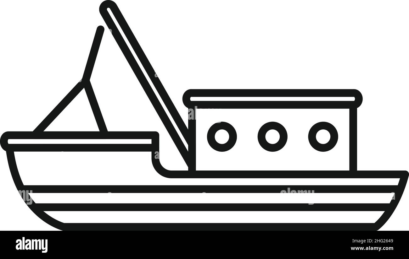 Fish vessel icon outline vector. Fishing boat. Sea trawler Stock Vector ...