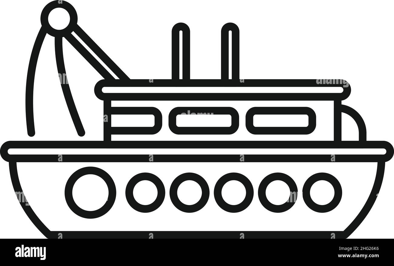 Fisherman boat icon outline vector. Fish boat. Sea trawler Stock Vector ...