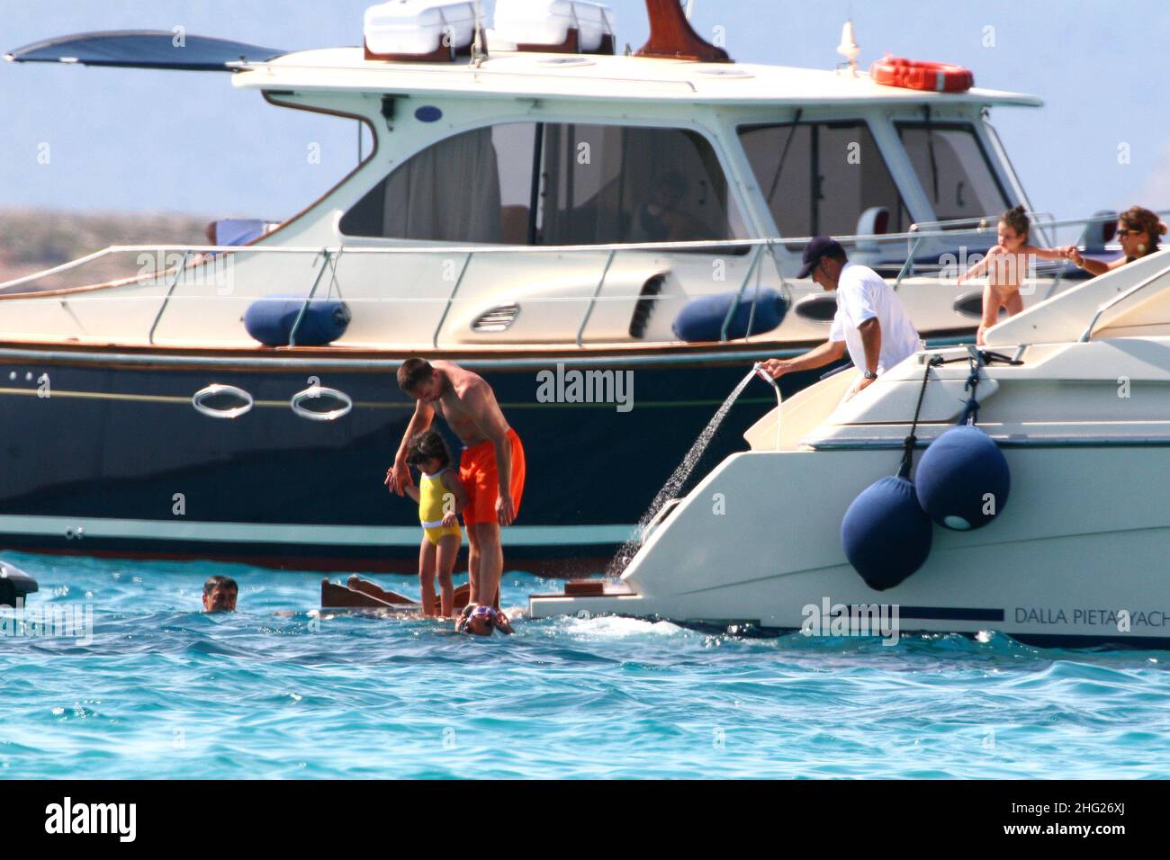 French footballer Franck Ribery with his wife Wahiba and two children ...