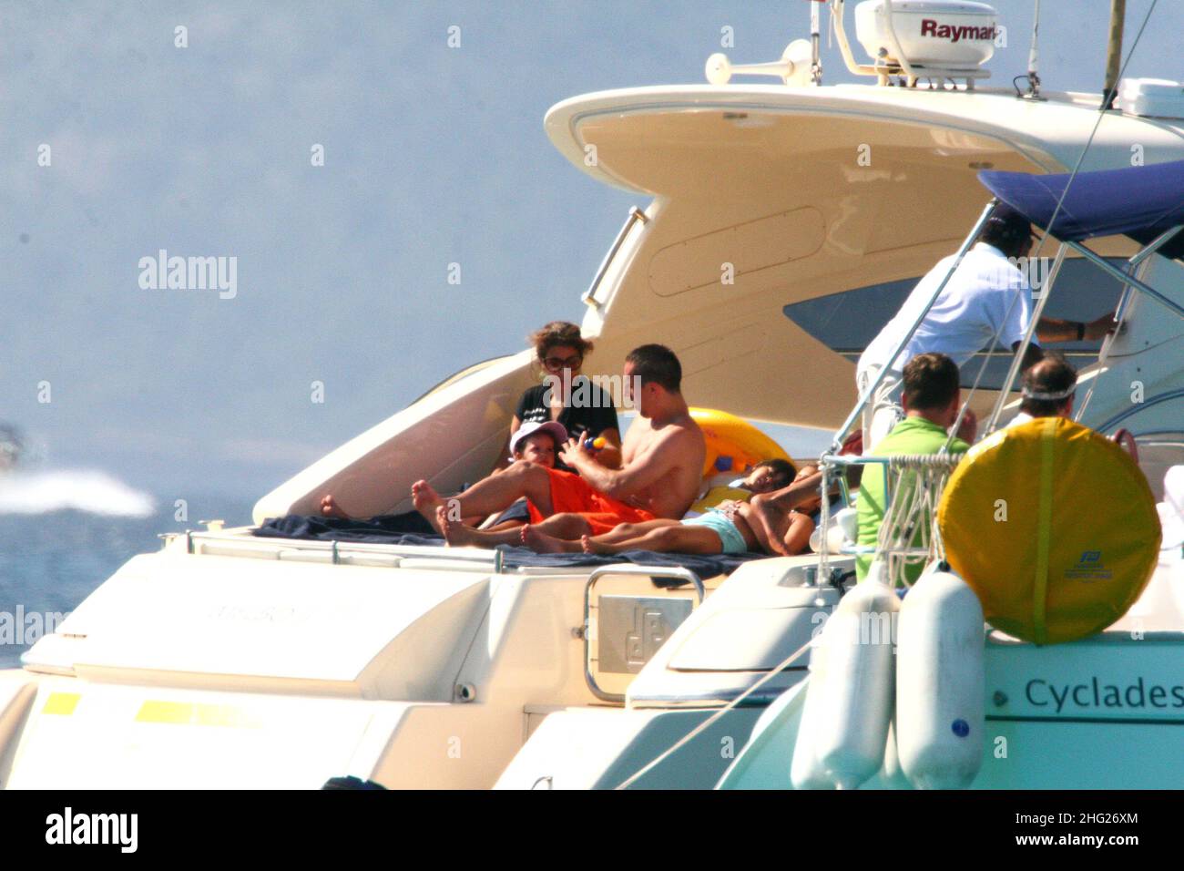 French footballer Franck Ribery with his wife Wahiba and two children ...