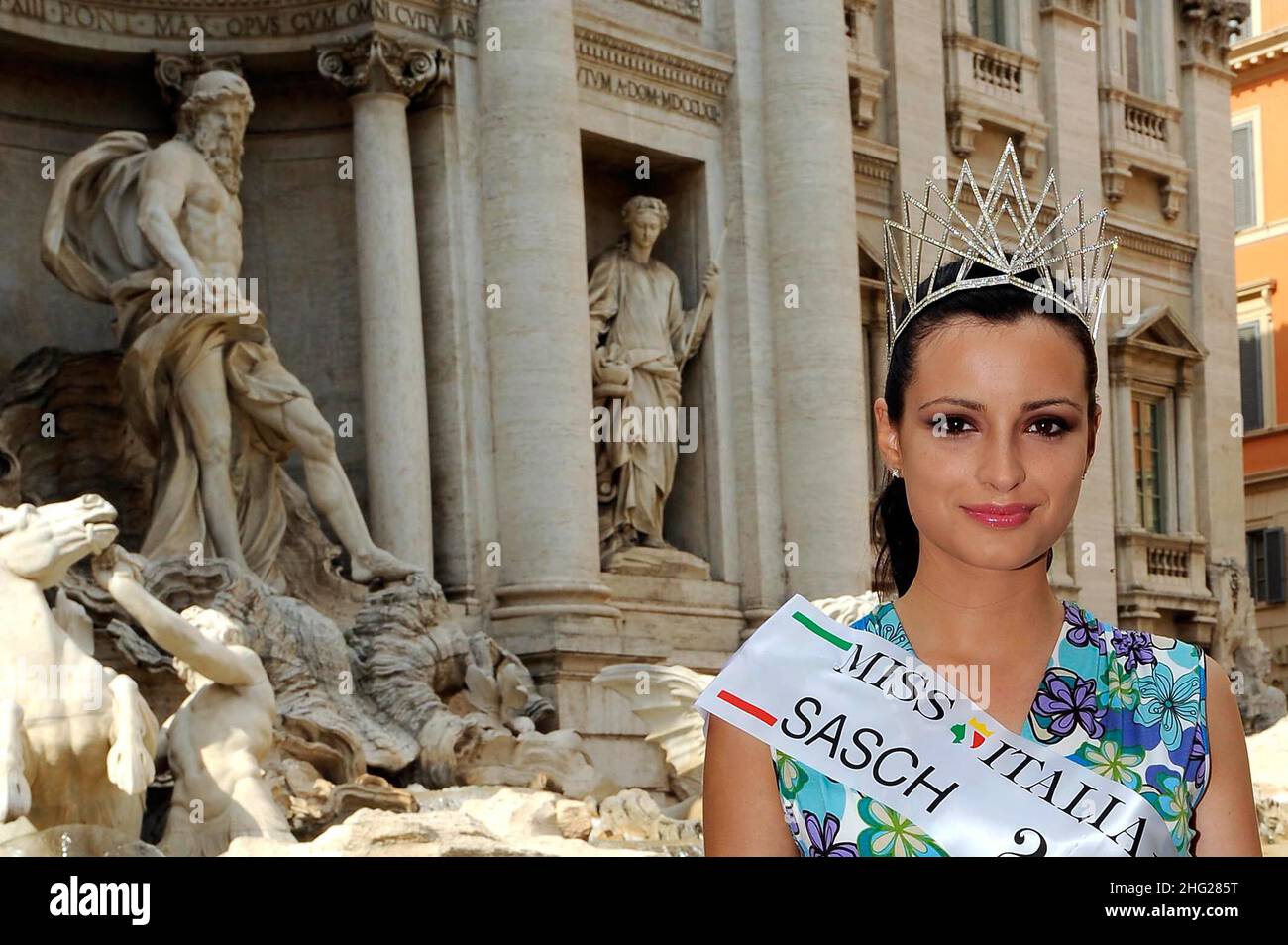 Diana Curmei, Miss Italy 2009 in the Trevi Fountain in Rome, Italy ...