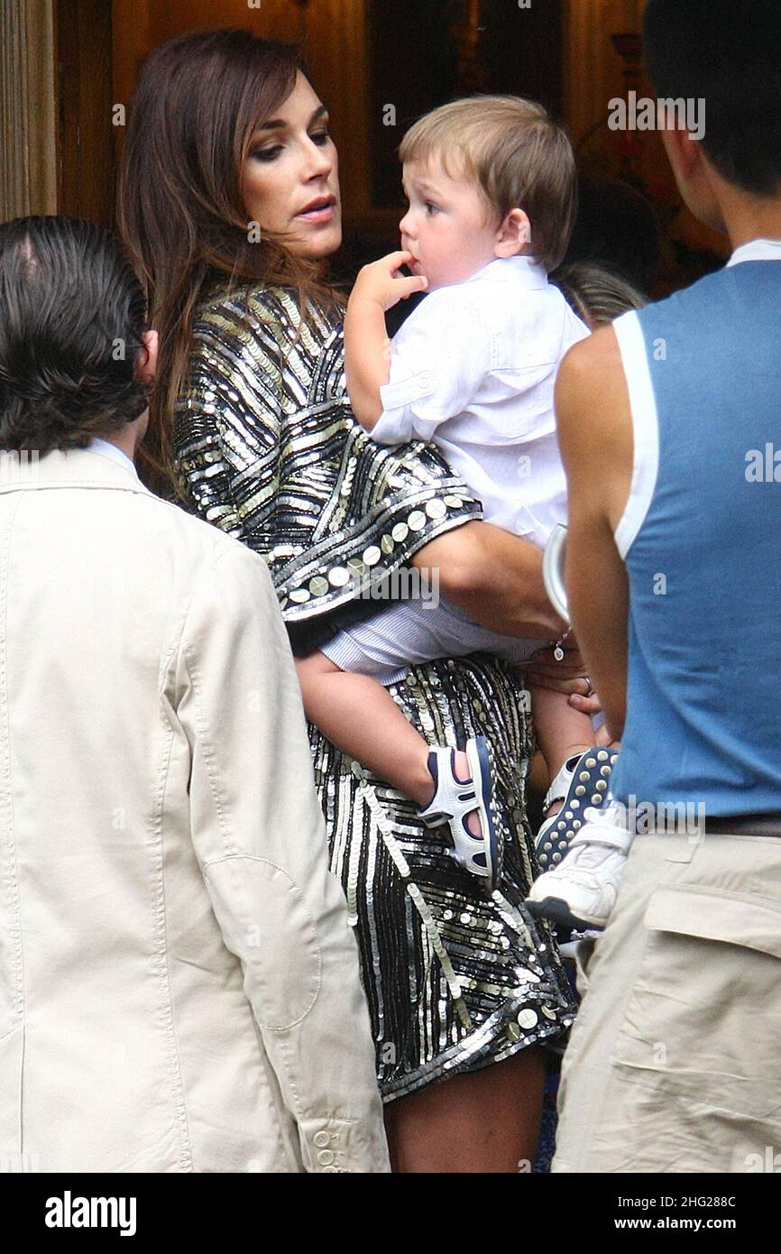 Italian footballer Gigi Buffon and his family attending the wedding of ...