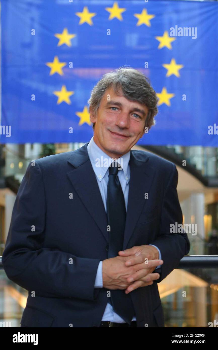 David Sassoli is photographed during a press conference at the European ...