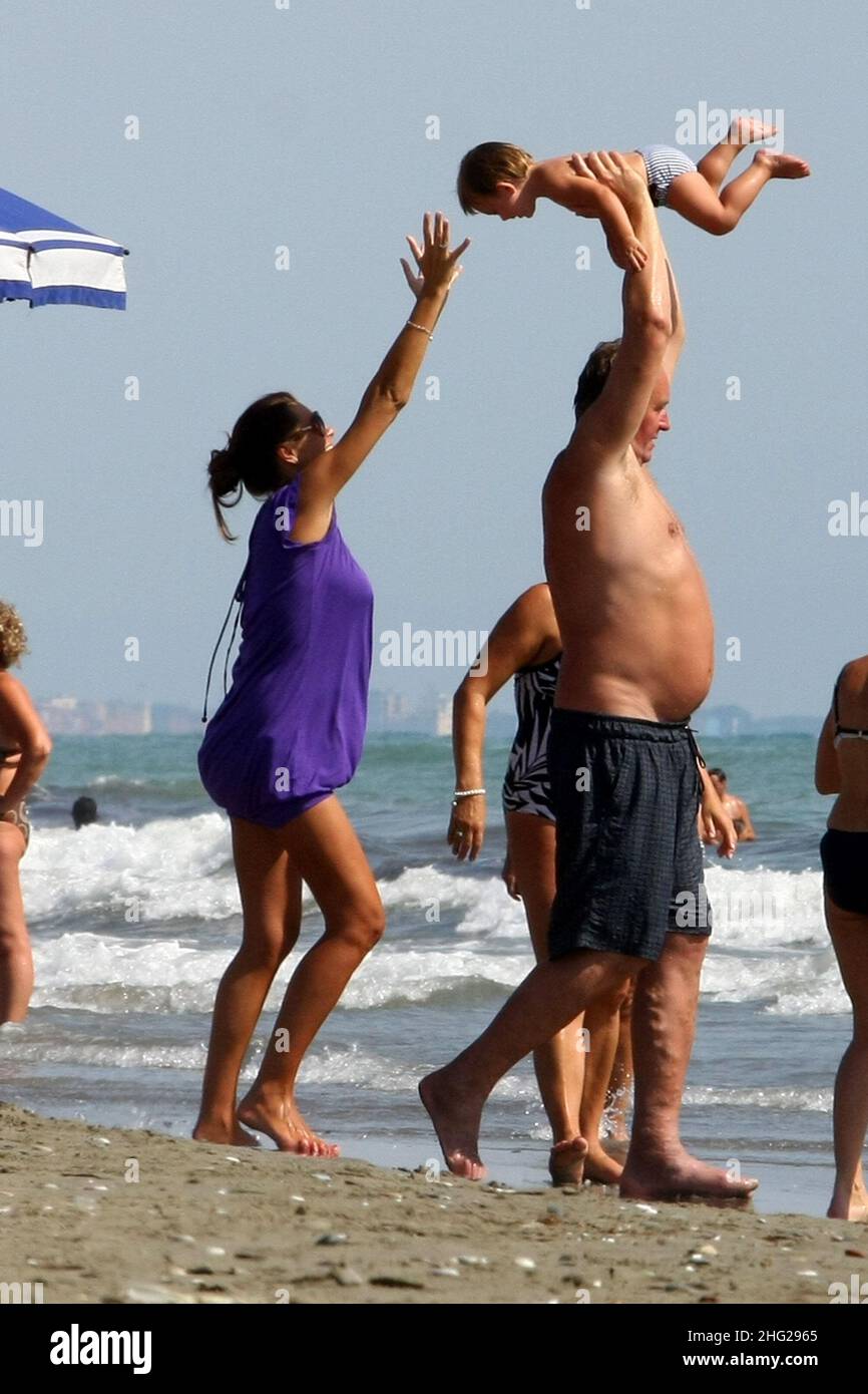 Italian model Alena Seredova on the beach with her father and son Louis ...