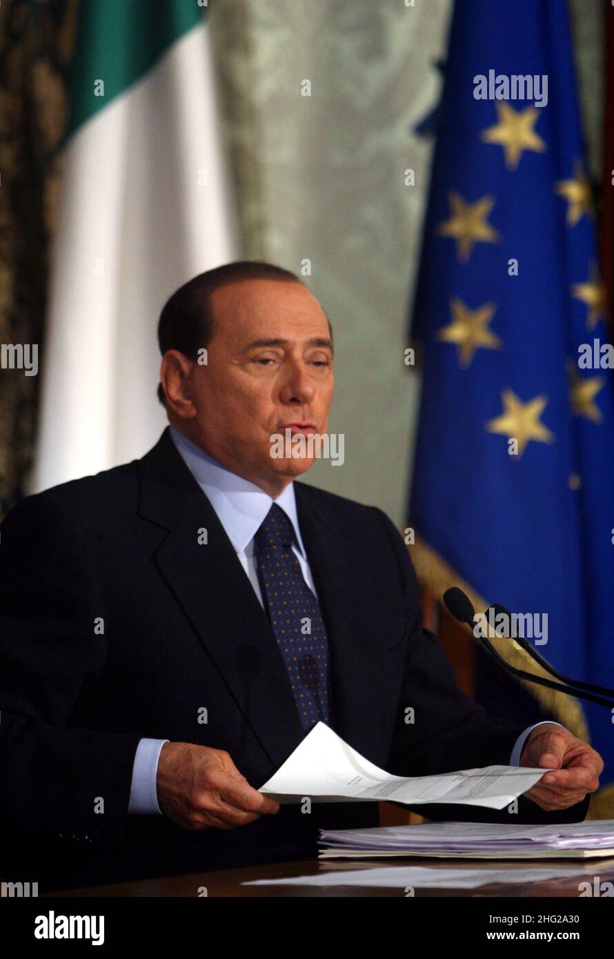 Italian Prime Minister Silvio Berlusconi at Chigi Palace during a ...