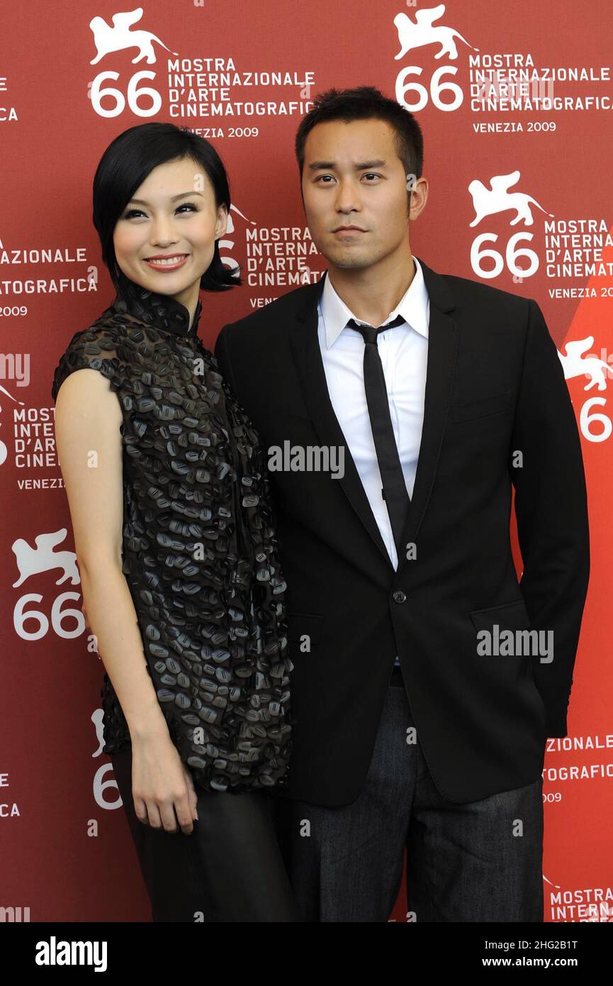 Actress Zhu Xuan (L) and actor Joseph Chang attend the presentation of ...