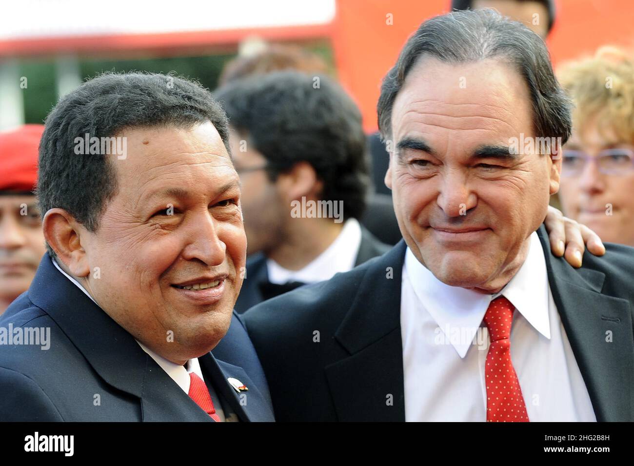 Director Oliver Stone and Venezuela's President Hugo Chavez attend the ...
