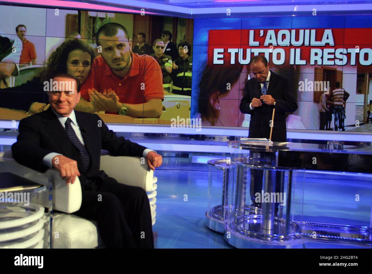 Italian Prime Minister Silvio Berlusconi with Bruno Vespa during a ...