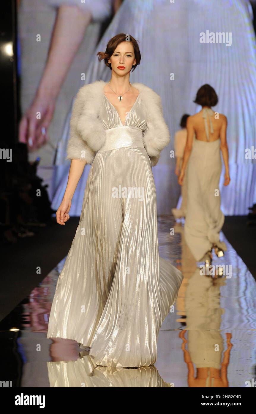 A model on the catwalk during the Seduzioni Diamonds fashion show, as ...