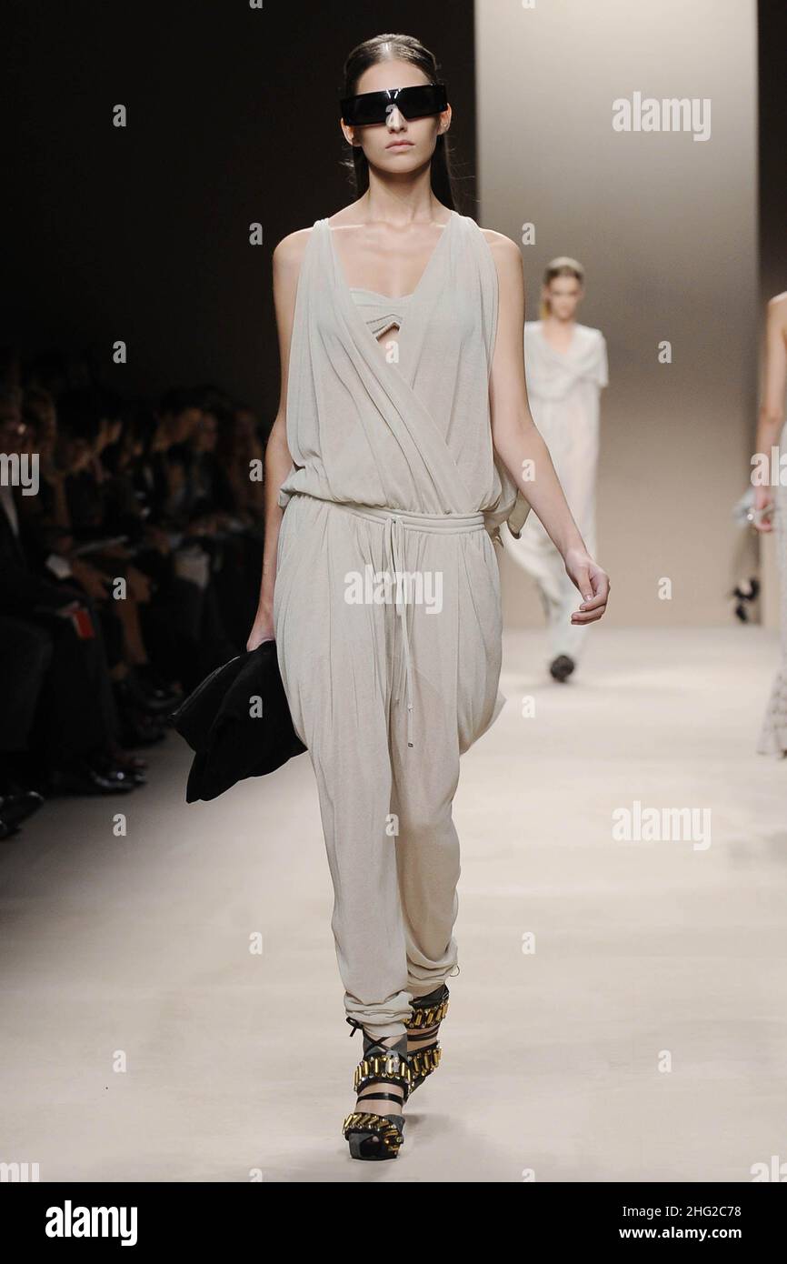 A model wears a creation by Les Copains during Milan Fashion Week ...