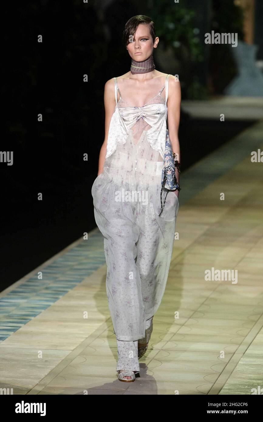 A model wears a creation during the Roberto Cavalli show during Milan ...