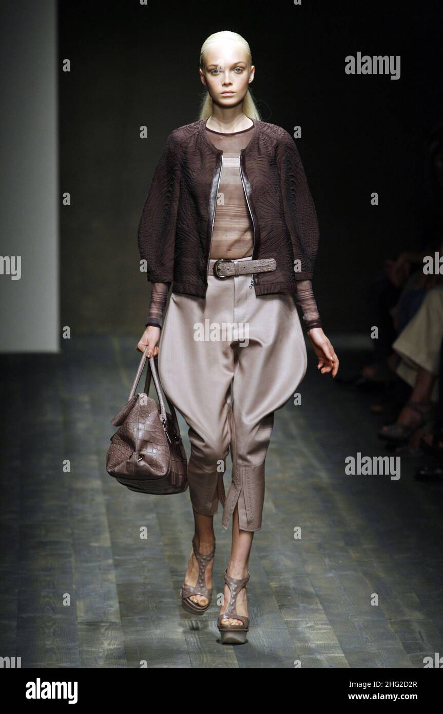 A model wears a creation by Ferragamo during Milan fashion week Stock ...