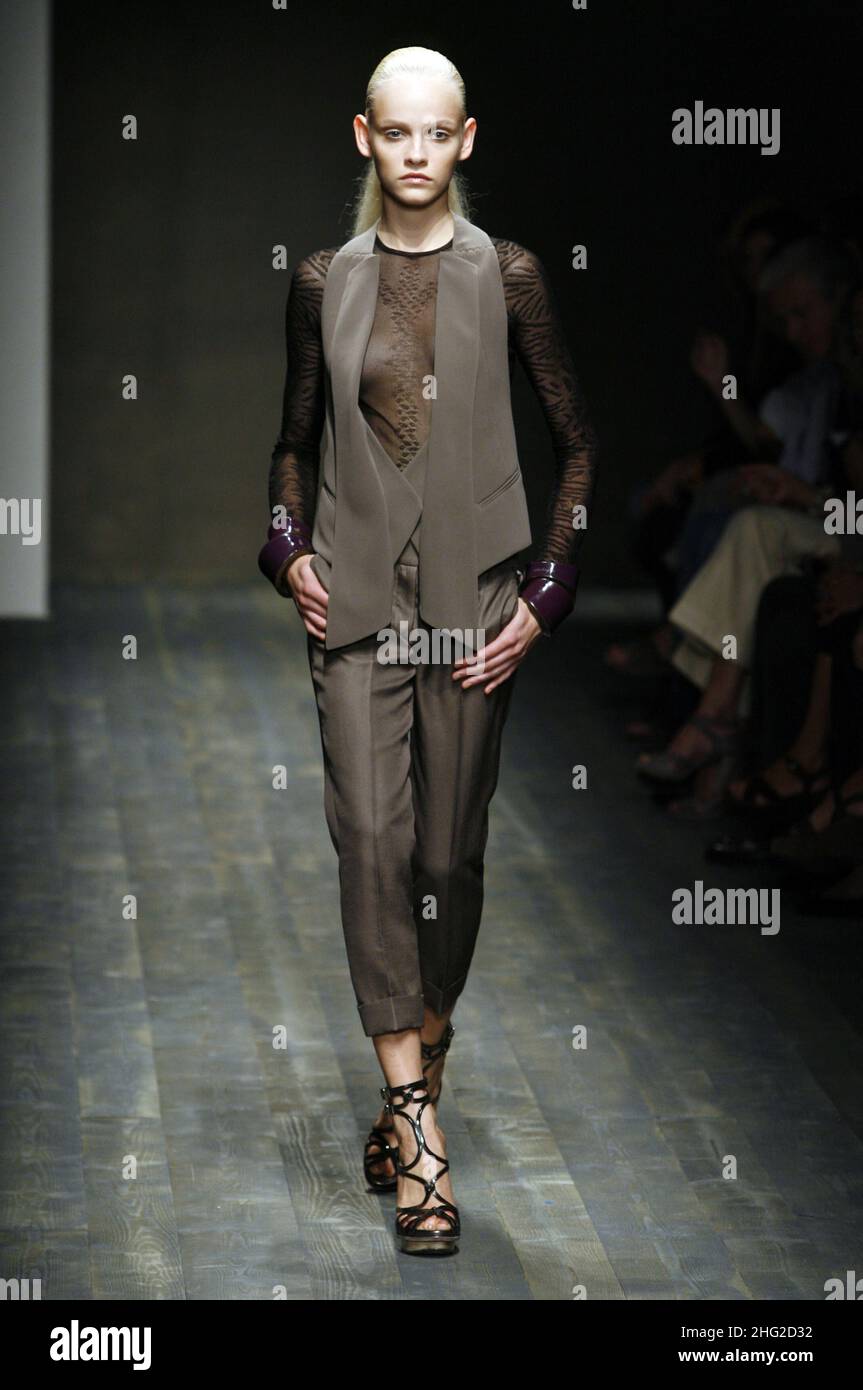 A model wears a creation by Ferragamo during Milan fashion week Stock ...