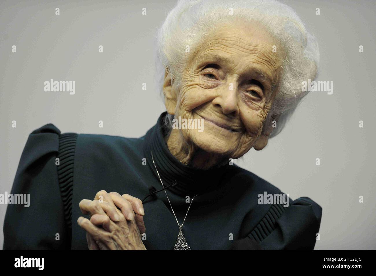 Nobel Prize winner Rita Levi-Montalcini with students at Turin's ...