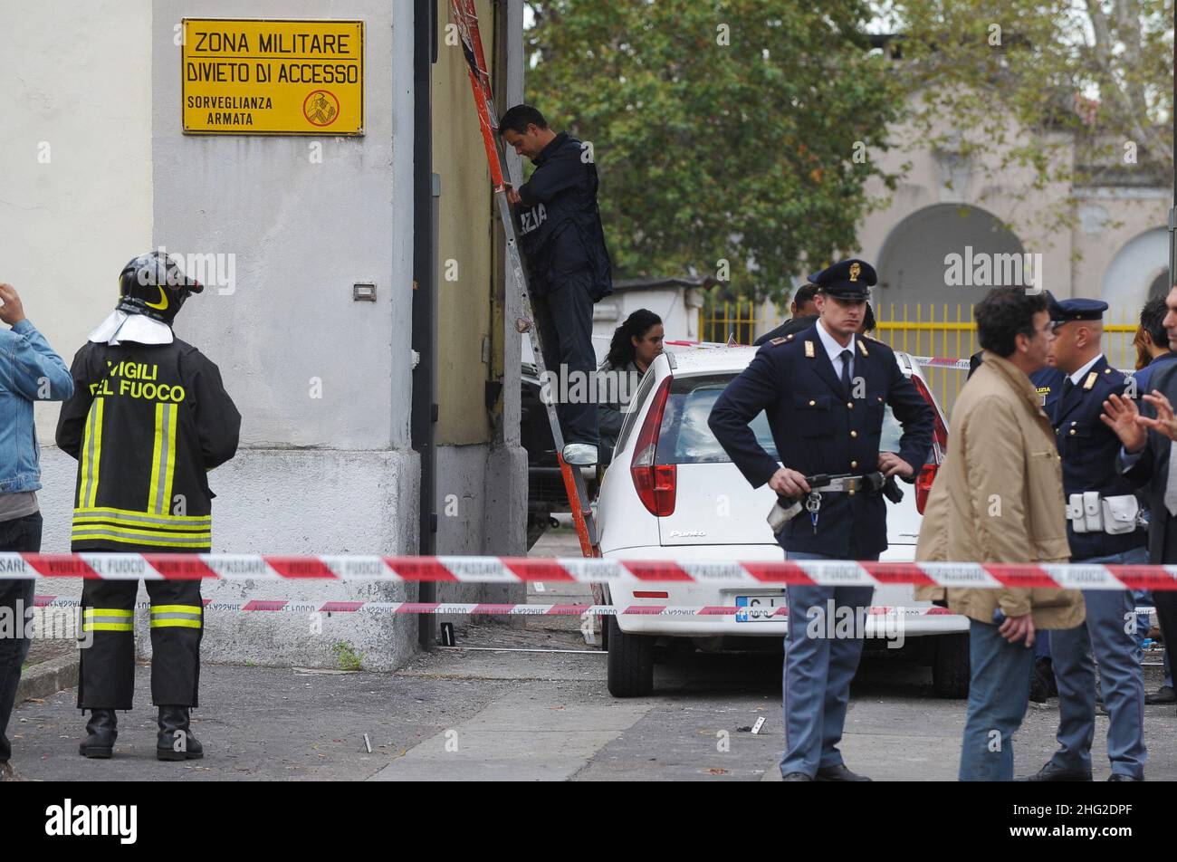 The scene at the site of the explosive attack on the Santa Barbara army ...