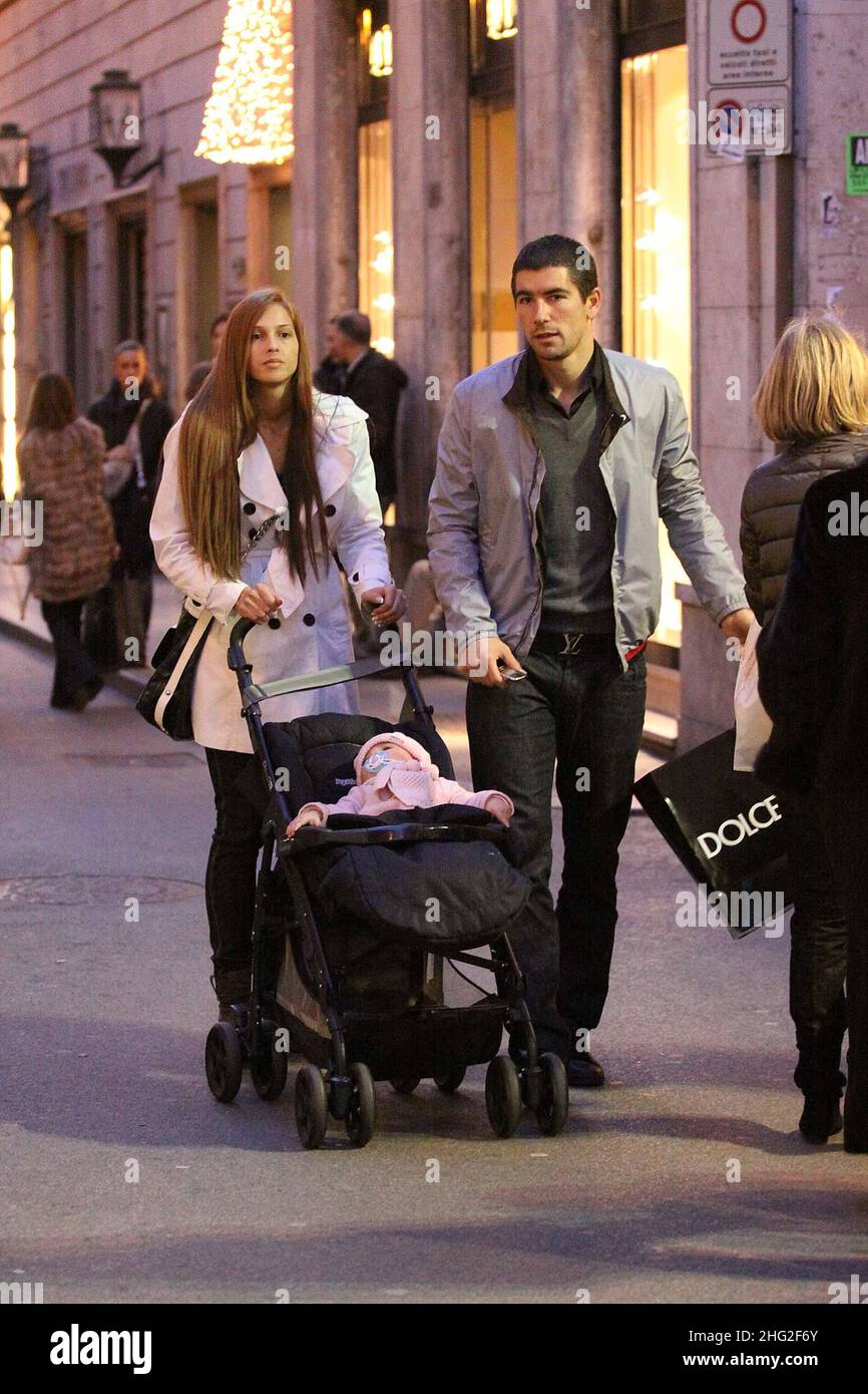 Lazio soccer player , Alexander Kolarov, walking around with wife Vesna ...