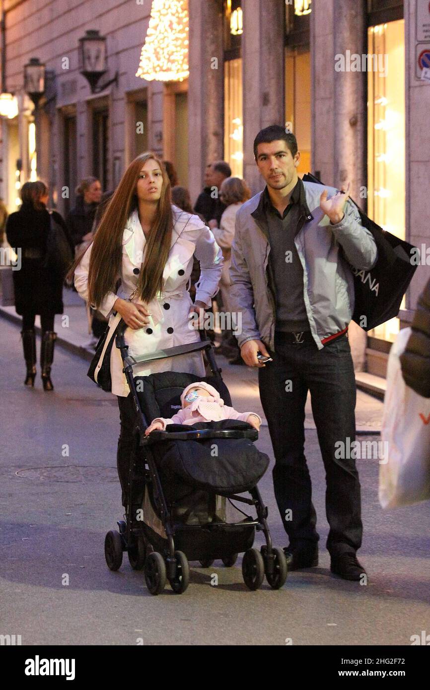 Lazio soccer player , Alexander Kolarov, walking around with wife Vesna ...